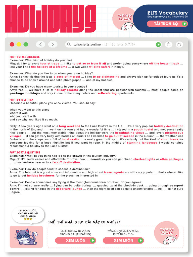 Topic 1 - Holidays | PDF