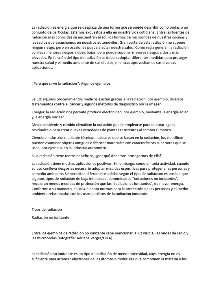 La radiación es energía que se desplaza de una forma que se puede ...