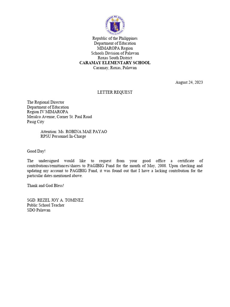 Letter Request | PDF