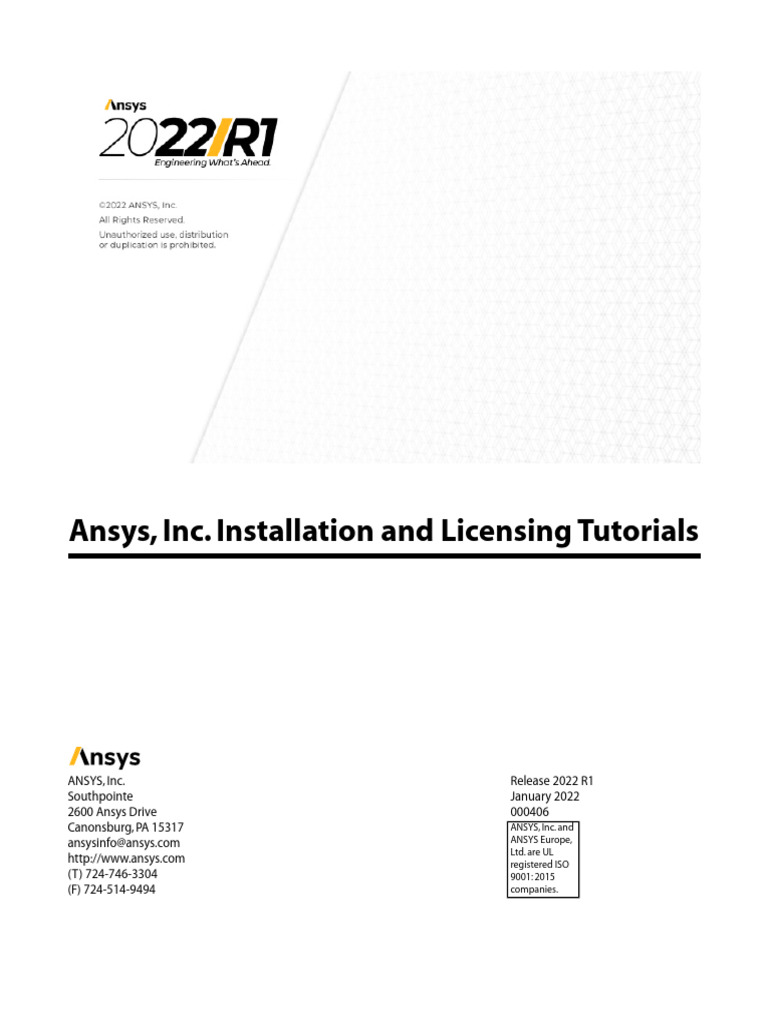 ANSYS Inc Installation and Licensing Tutorials 2022 R1 | PDF ...