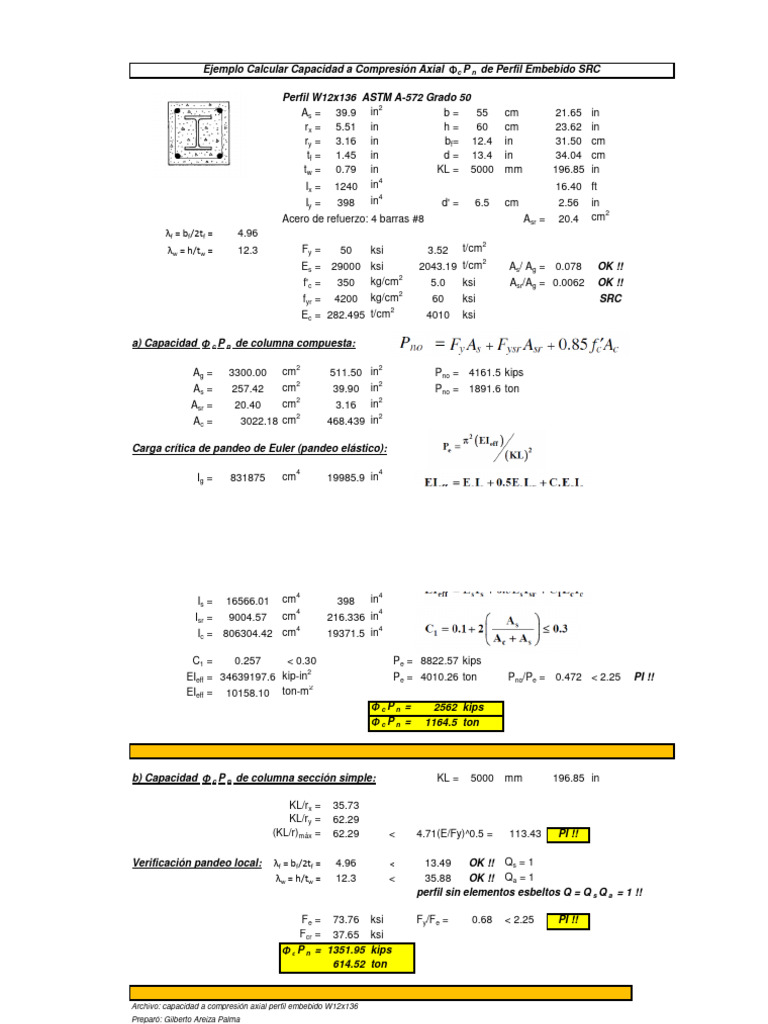 Ejemplo 1 - Verificación Capacidad A Compresión Axial de Perfil ...