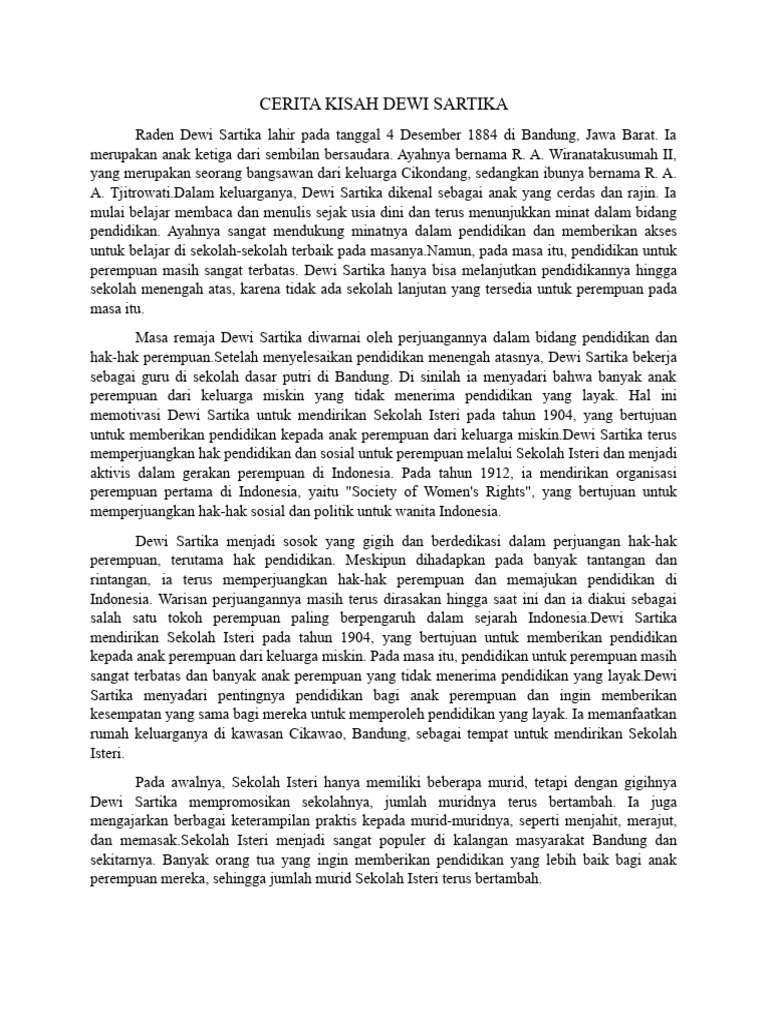 Cerita Kisah Dewi Sartika | PDF | Ilmu Sosial