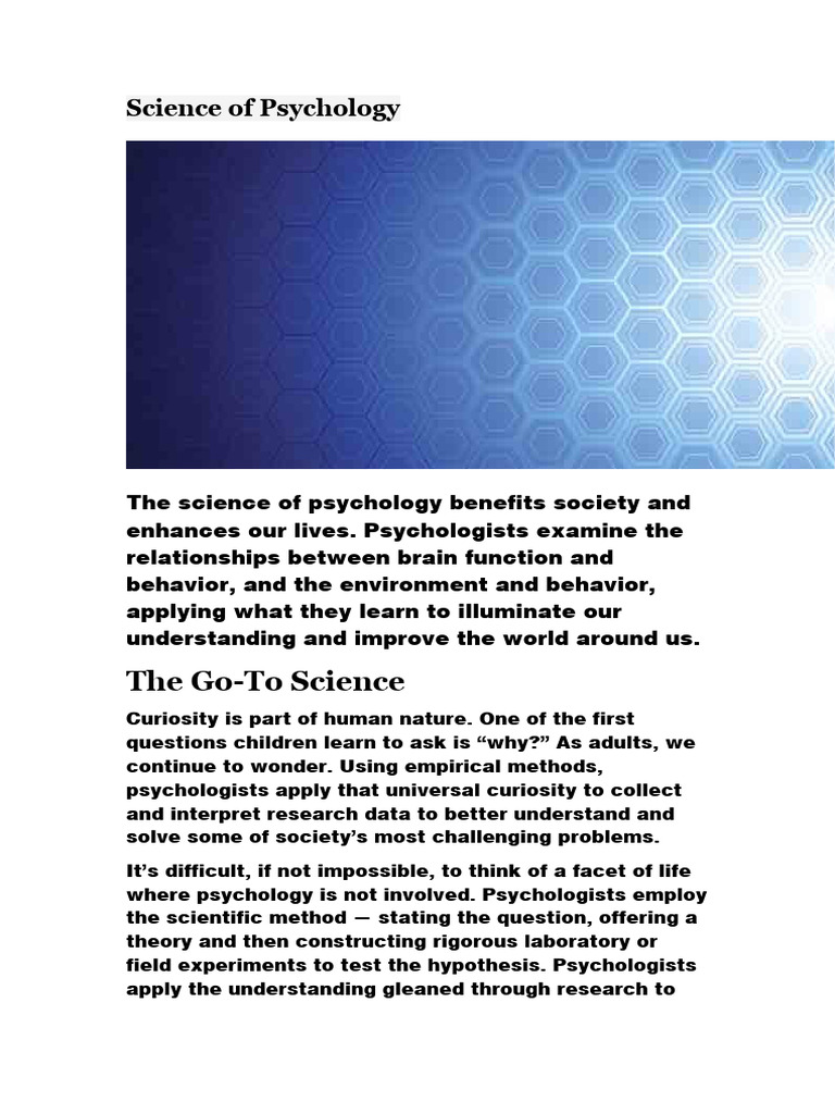 Science of Psychology | Download Free PDF | Psychology | Science
