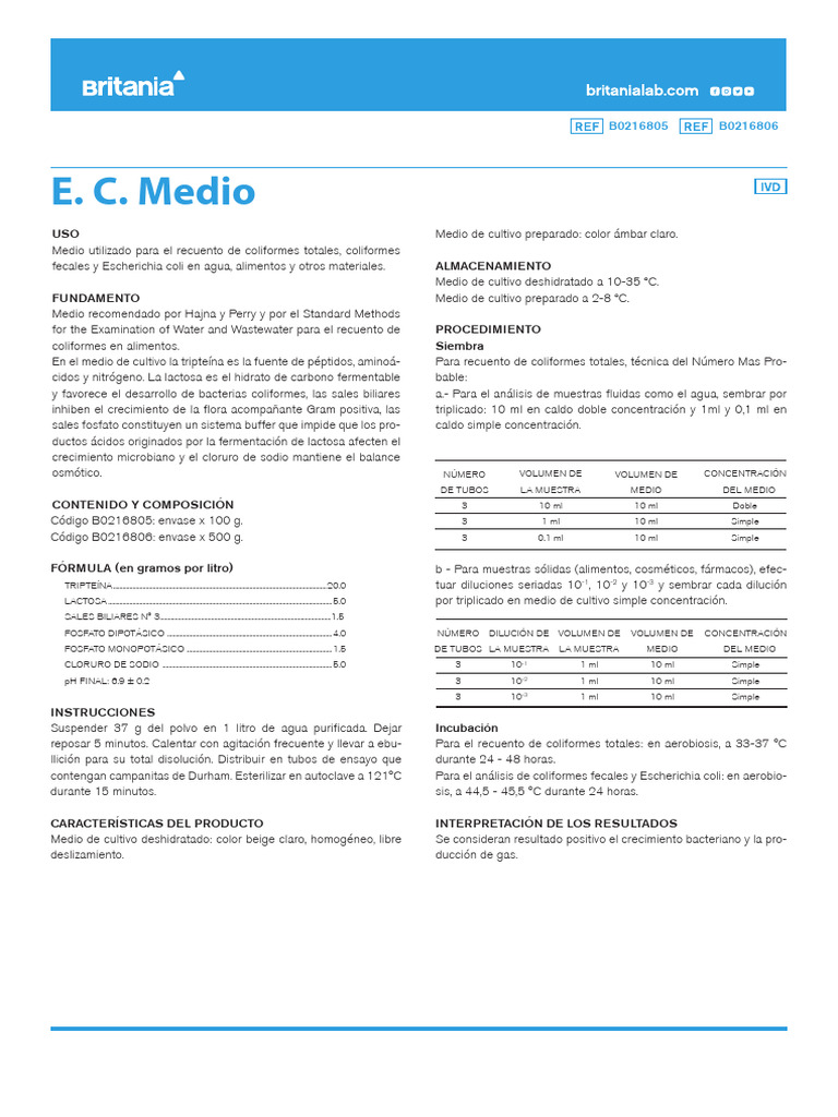 Caldo Ec | PDF | Microbiología | Química