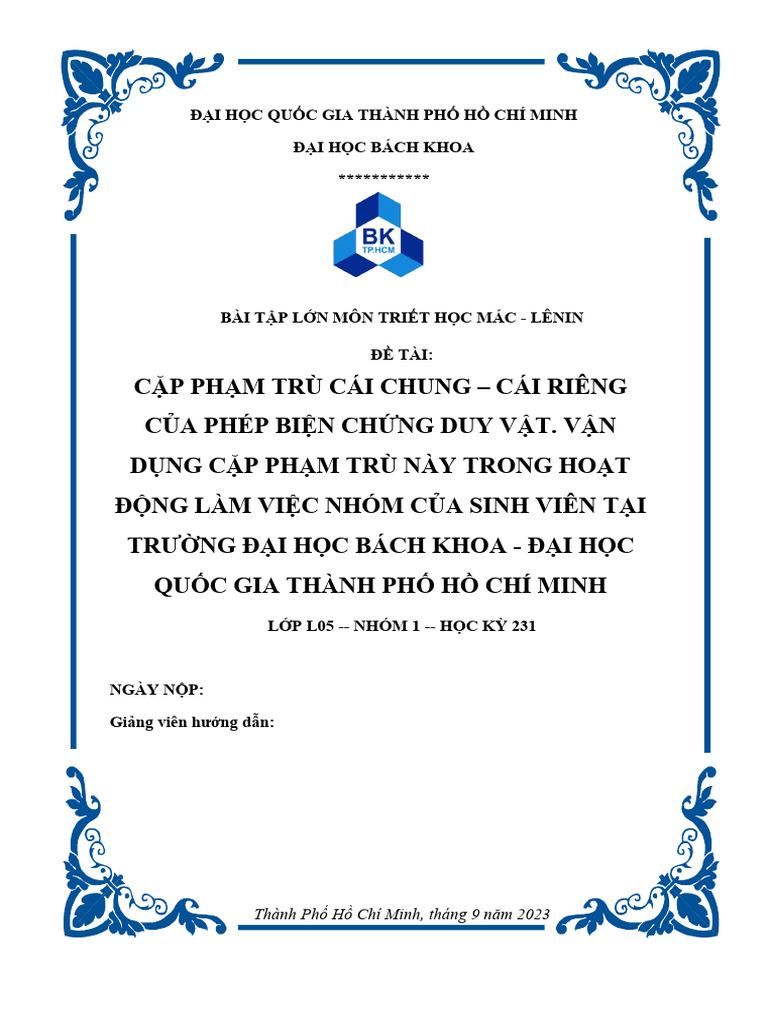 Nhóm 01 - Chủ Đề 1 - Lớp L05 | PDF