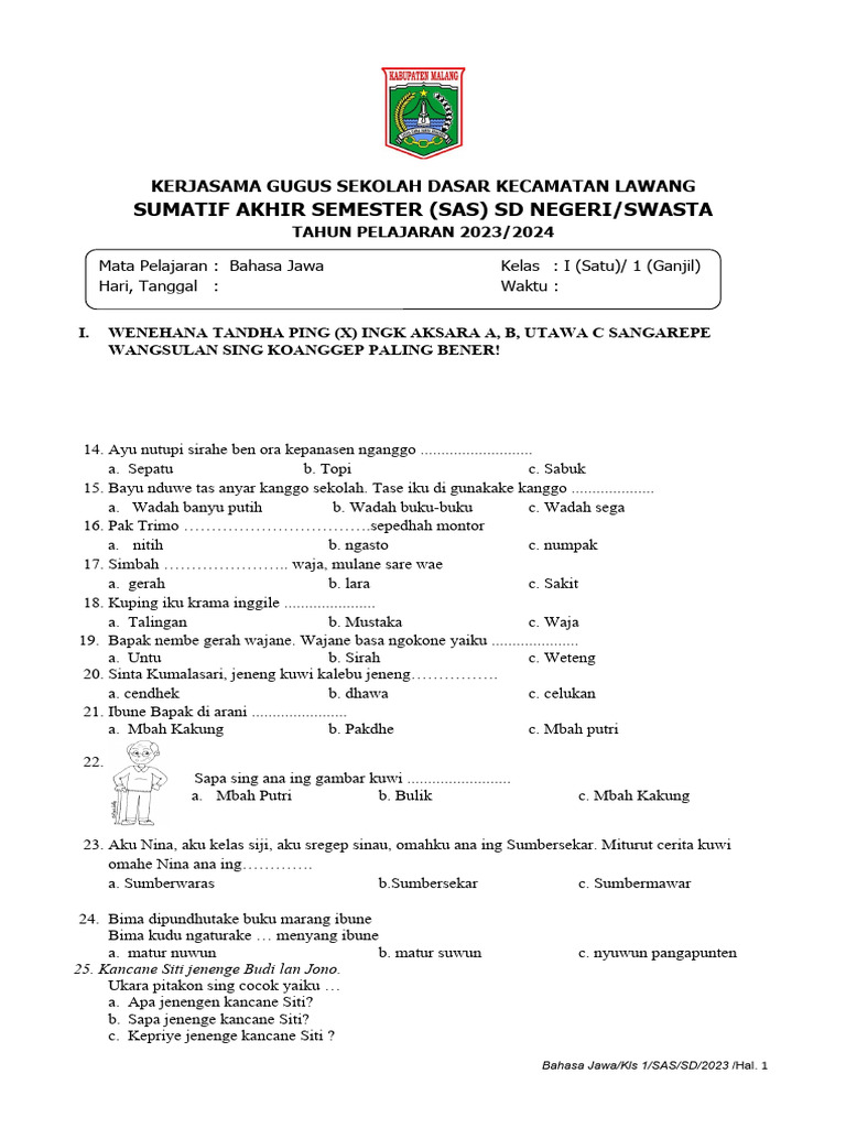 Soal Sas B.jawa | PDF