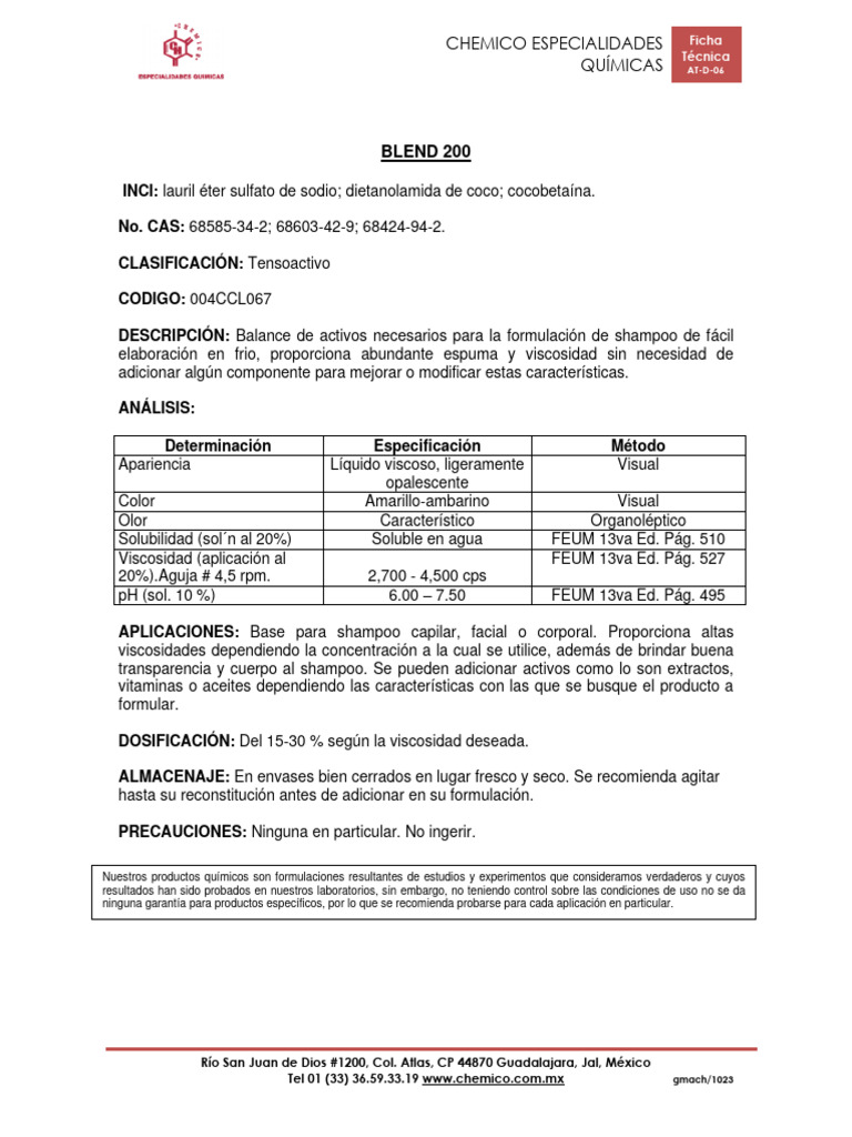 FT Blend 200 | PDF | Solubilidad | Materiales