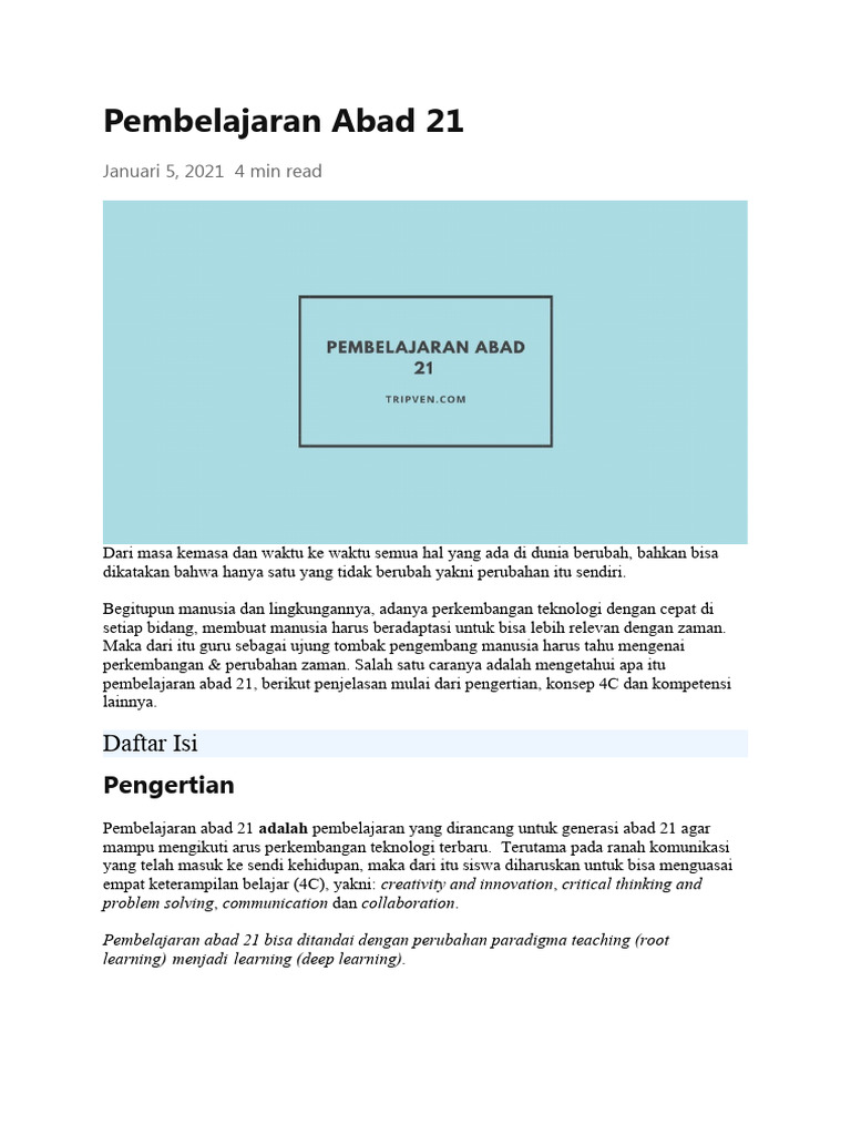 Pembelajaran Abad 21 | PDF