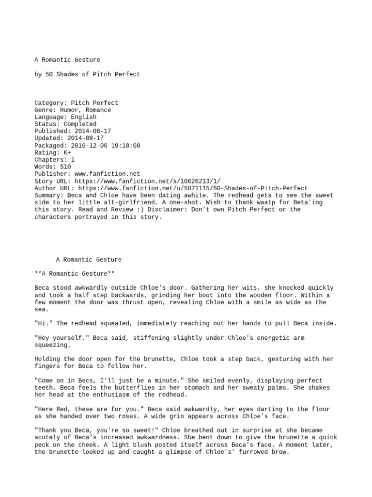 Pitch Perfect - 50 Shades of Pitch Perfect - A Romantic Gesture | PDF ...