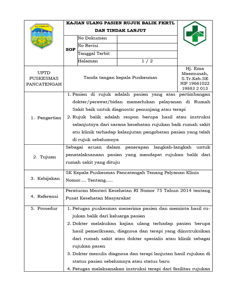3.7.2 Ep 2 Sop Kajian Ulang Pasien Rujuk Balik FKRTL Dan Tindak Lanjut ...