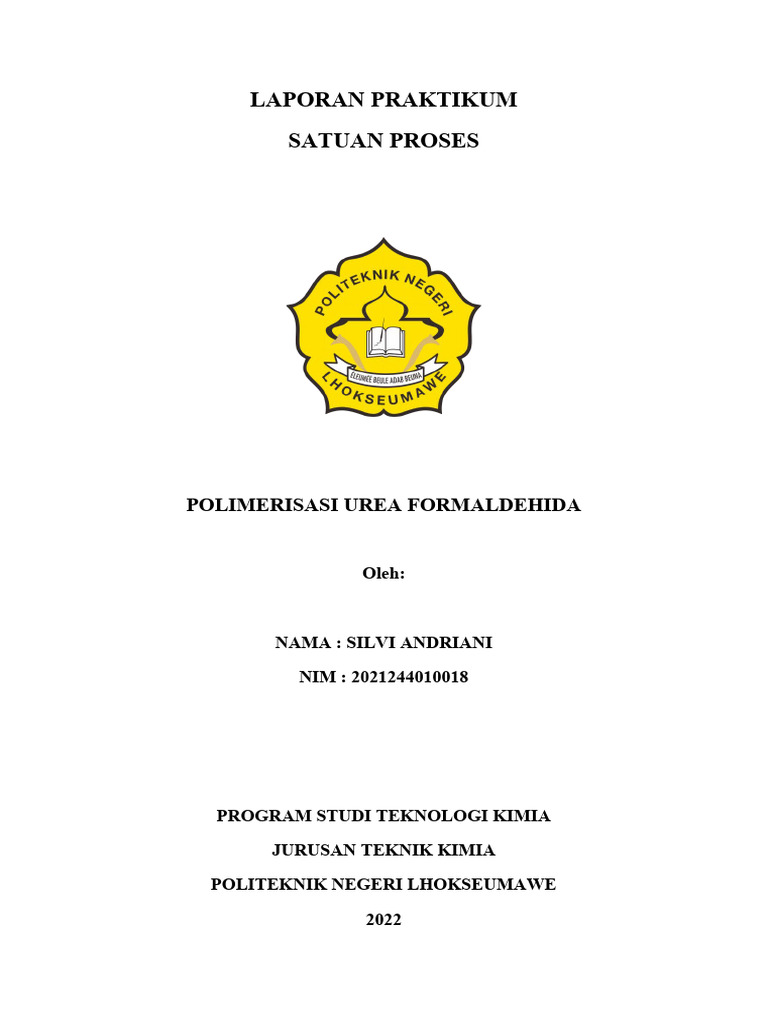 laporan polimerisasi politeknik negeri lhokseumawe | PDF