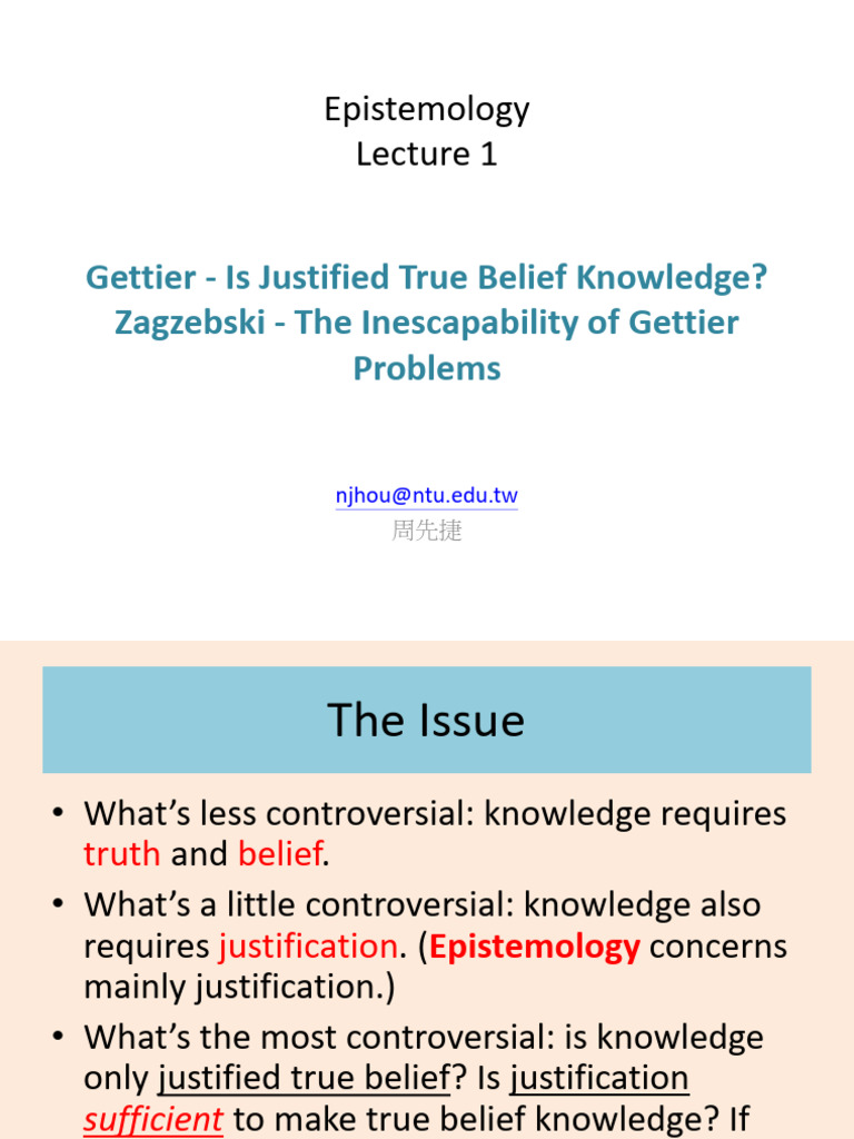 Epistemology - Lecture 1 | Download Free PDF | Epistemology | Knowledge