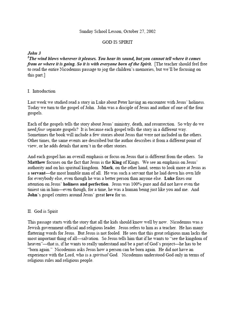 God Is Spirit | PDF | Jesus | Born Again