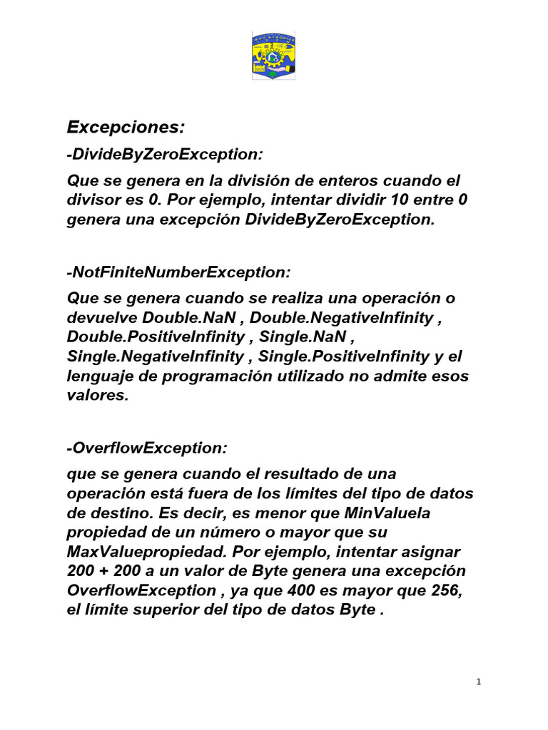 Excepciones C# | PDF | C Sharp (lenguaje de programación) | Programación de computadoras
