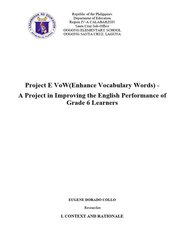 Enhancing Vocabulary at Oogong Elementary | PDF | Vocabulary ...