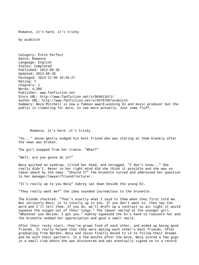 Pitch Perfect - Acabitch - Romance - It's Hard - It's Tricky | PDF