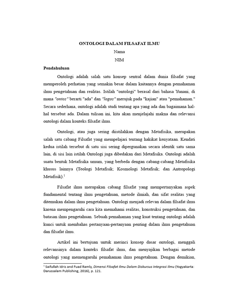 Ontologi dalam Filsafat Ilmu | PDF