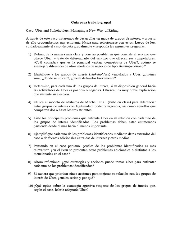 Caso Uber - Guía | PDF