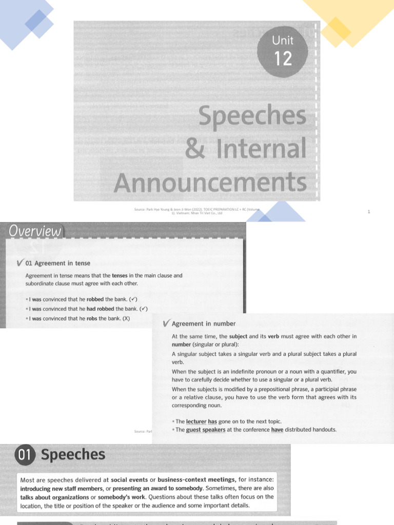 Toeic 7 - Listening Comprehension - Part 4 - Speeches and Internal Announcements | PDF