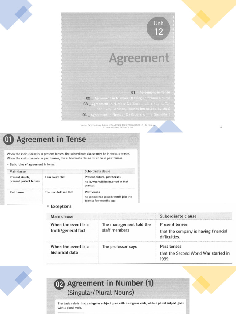 Toeic 7- Reading Comprehension - Unit 12- Agreement | PDF