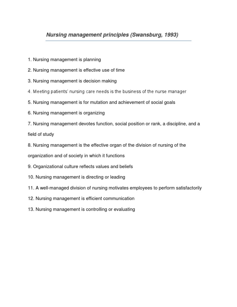 Nursing Management Principles | PDF