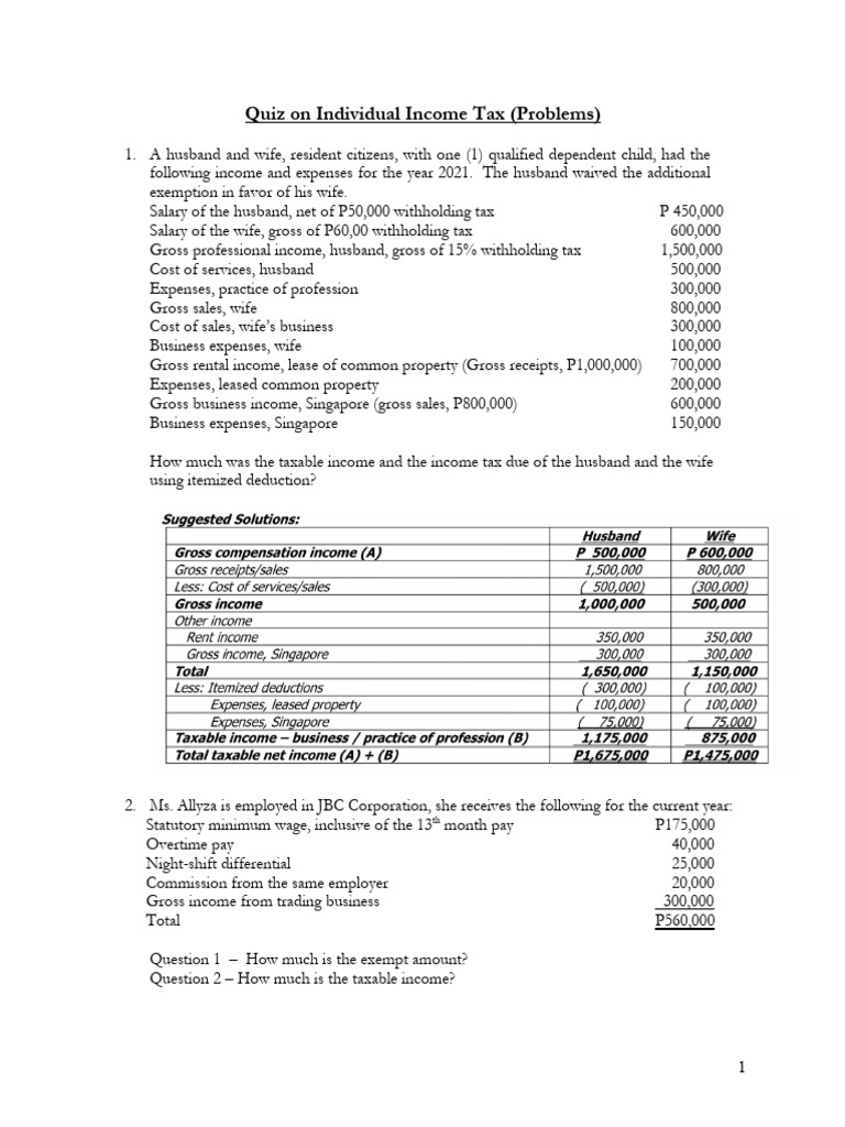 Income Tax - Individuals With Solutions | PDF | Income | Income Tax
