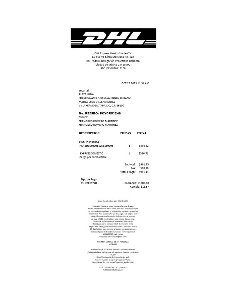 DHL Express México S | PDF