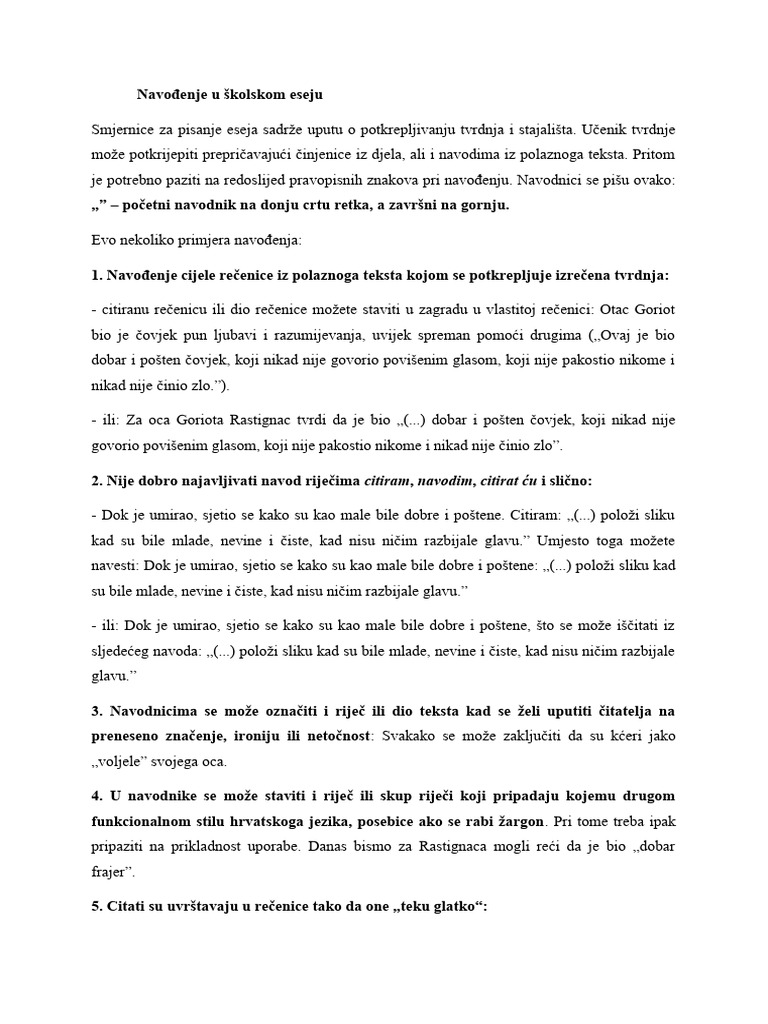 Navođenje u školskom eseju | PDF