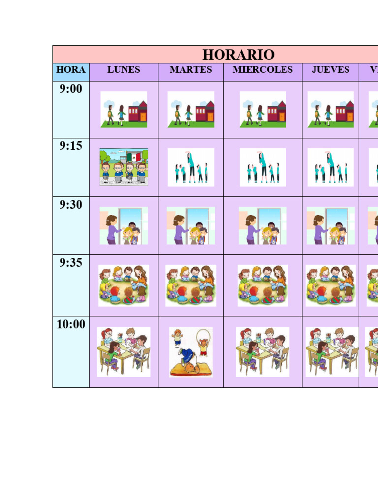 Horario 3ro Preescolar | PDF Horario 3ro Preescolar | PDF