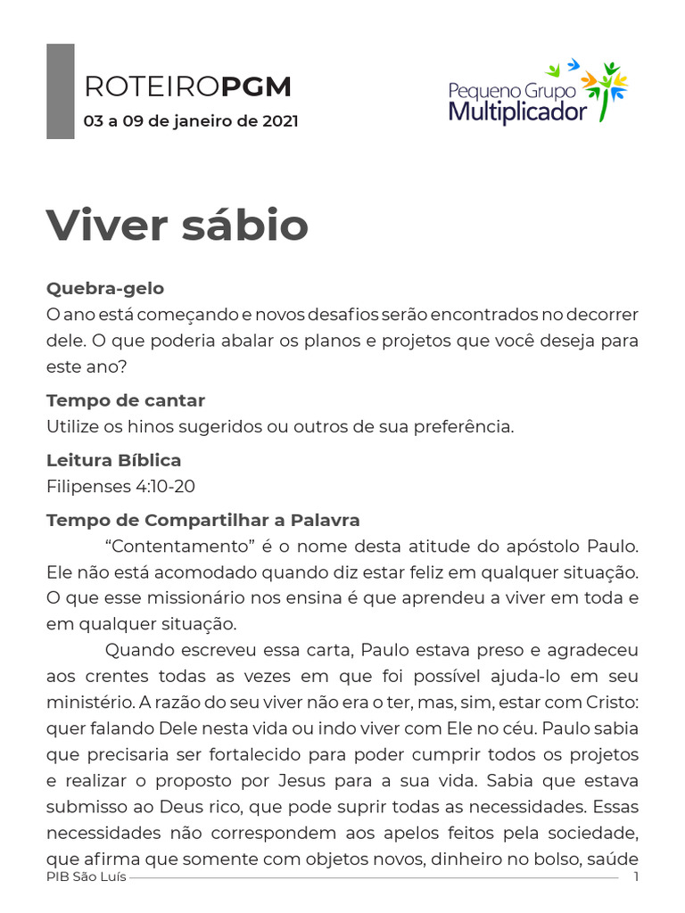 Roteiro PGM 01-2021 | PDF