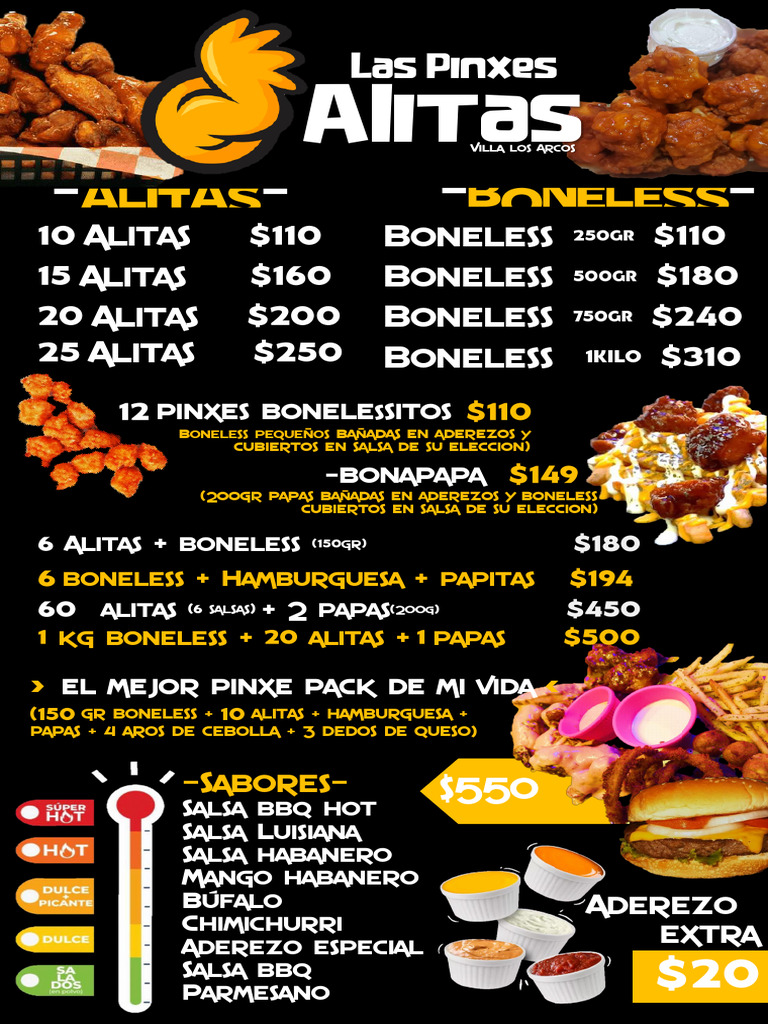 1.menu - Las - Pinxes - Alitas - Edit Sept23 | PDF | Alimentos | Cocinando