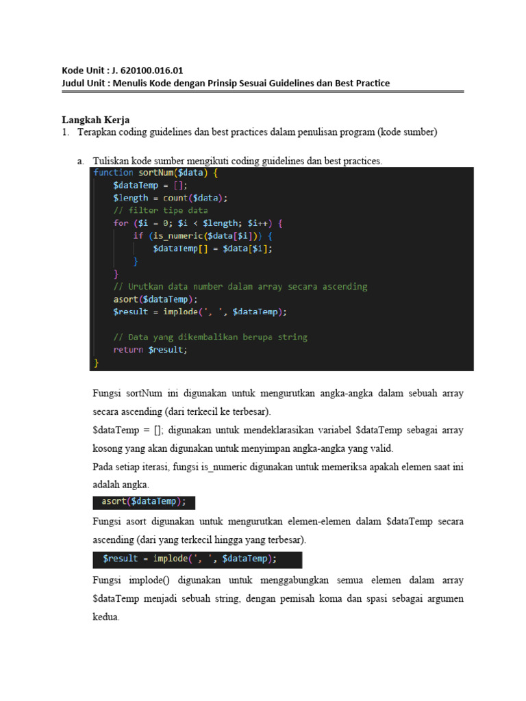 Kode Unit: J. 620100.016.01 Judul Unit: Menulis Kode Dengan Prinsip Sesuai Guidelines Dan Best ...