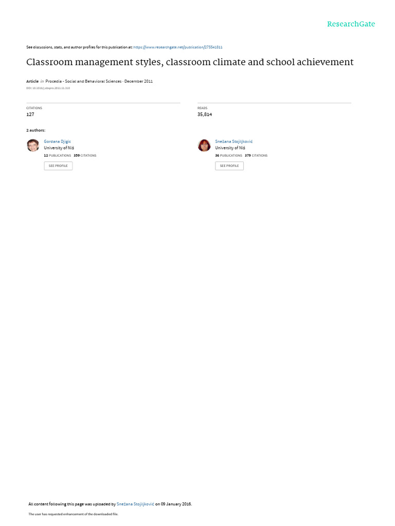 Classroom Management Styles and Impact | PDF | Teachers | Classroom Management