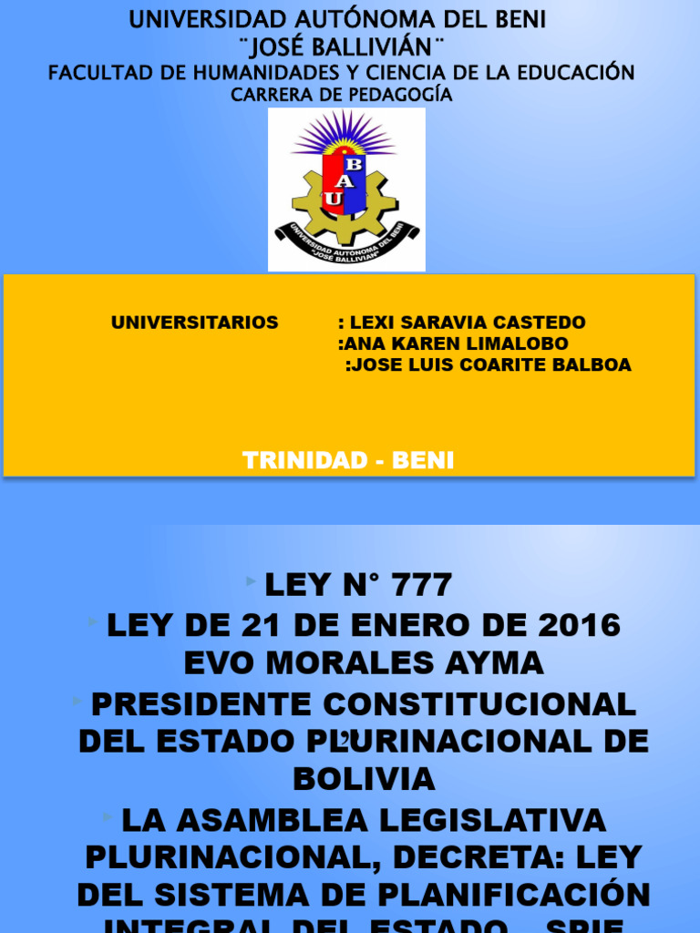 Exp. Ley 777 | PDF | Planificación | Planificación estratégica