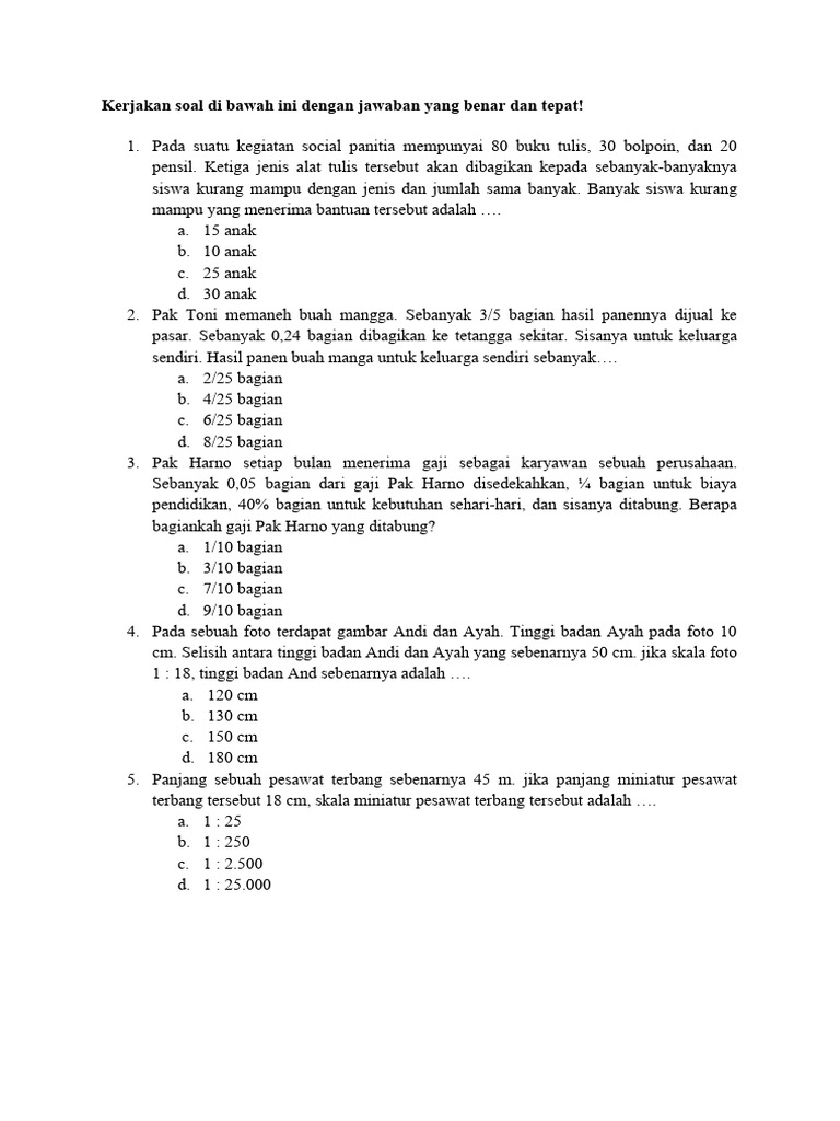 Soal Sumatif MTK Kls 6 | PDF | Seni
