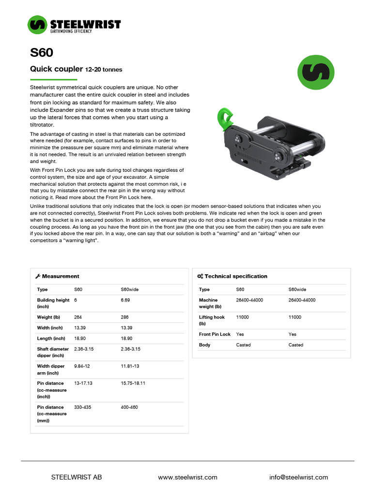 Quick Coupler S60 | PDF | Inch | Length