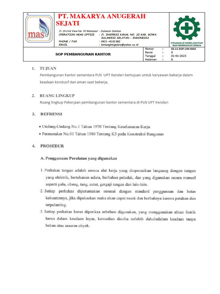 Sop Pembangunan Kantor Sementara | PDF