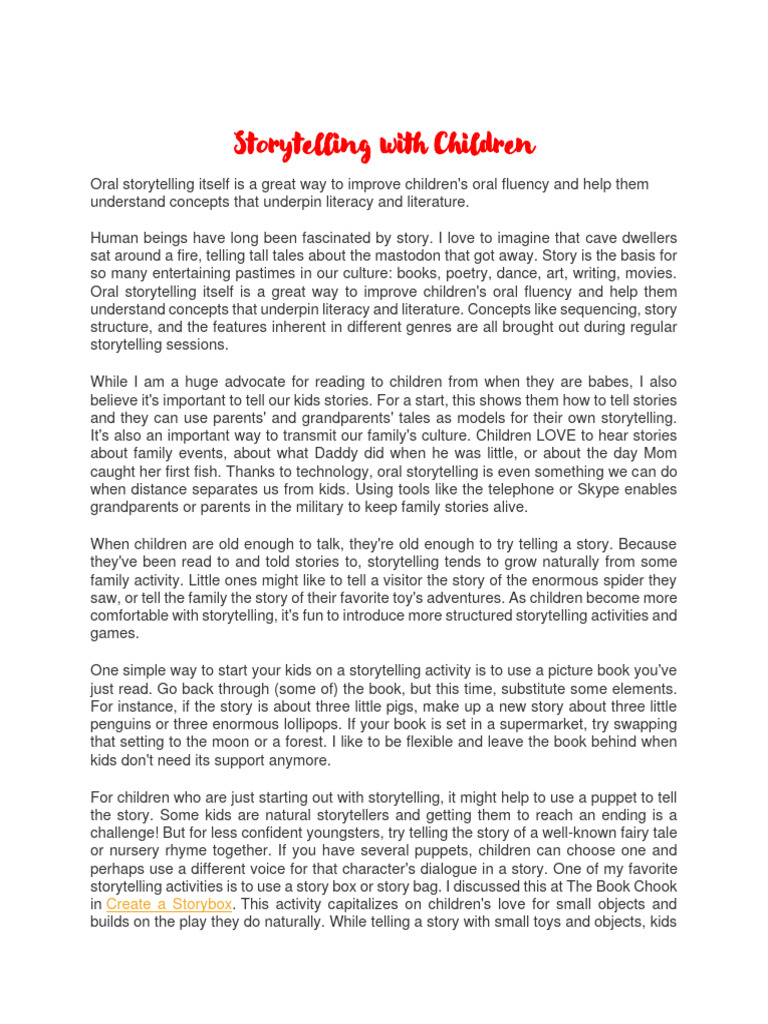 Storytelling With Children | PDF | Storytelling