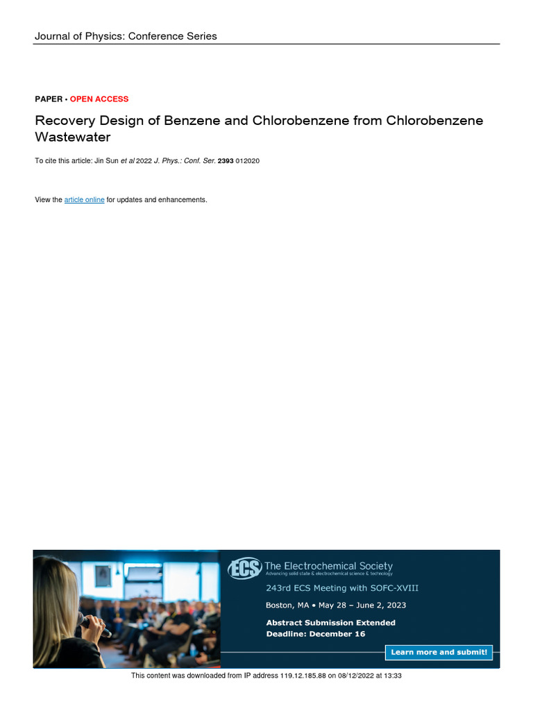 Recovery Design of Benzene and Chlorobenzene From | PDF | Distillation ...