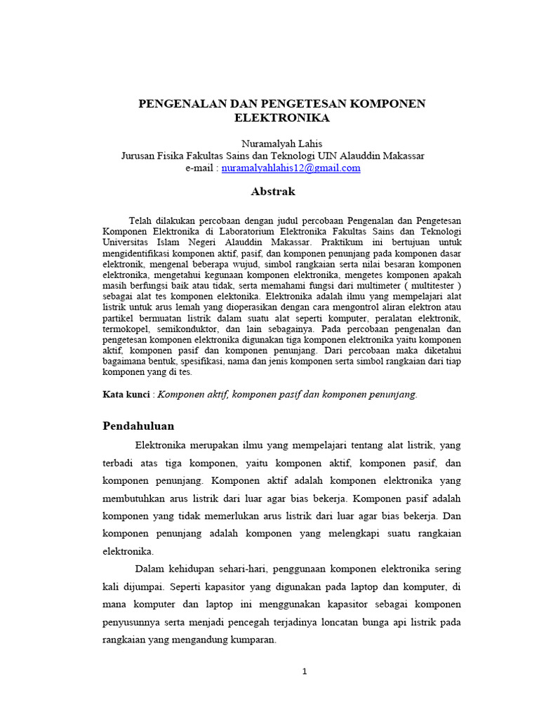 Jurnalq Pengenalan Dan Pengetesan Kompon | PDF