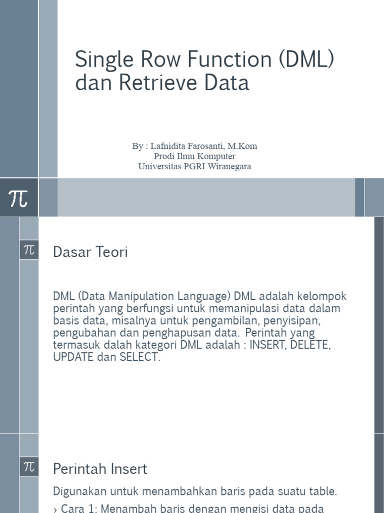 Single Row Function (DML) Dan Retrieve | PDF