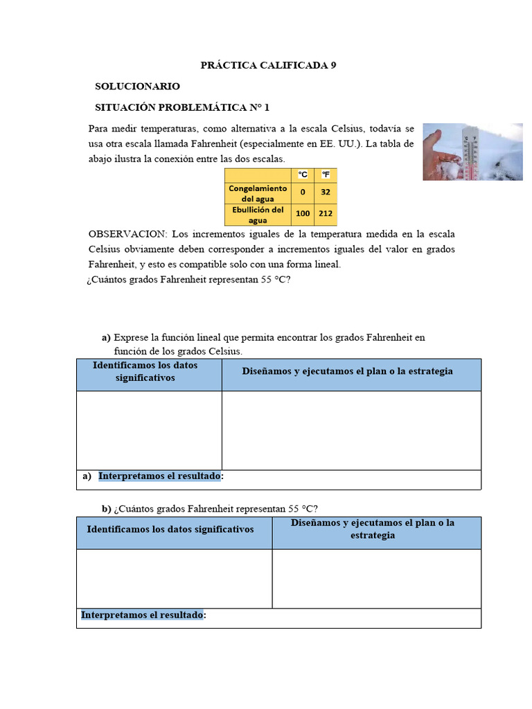 Práctica Calificada 9 | PDF | Fahrenheit | Celsius