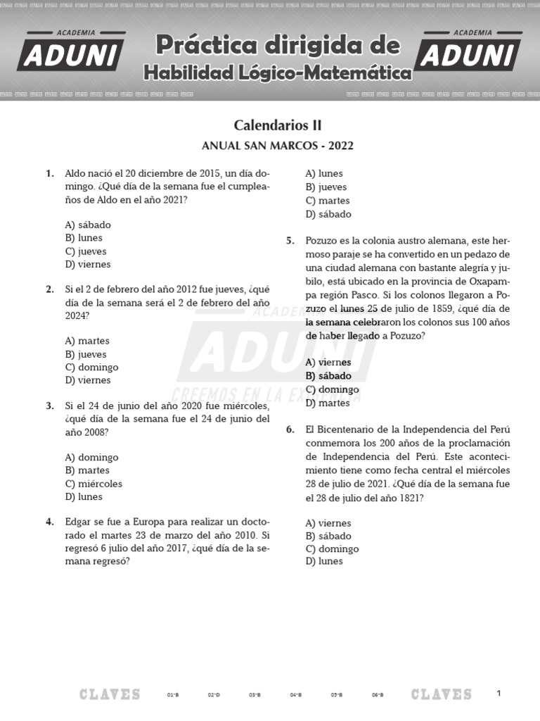 Lenard 3 - Calendarios 2 (Dirigida) | PDF