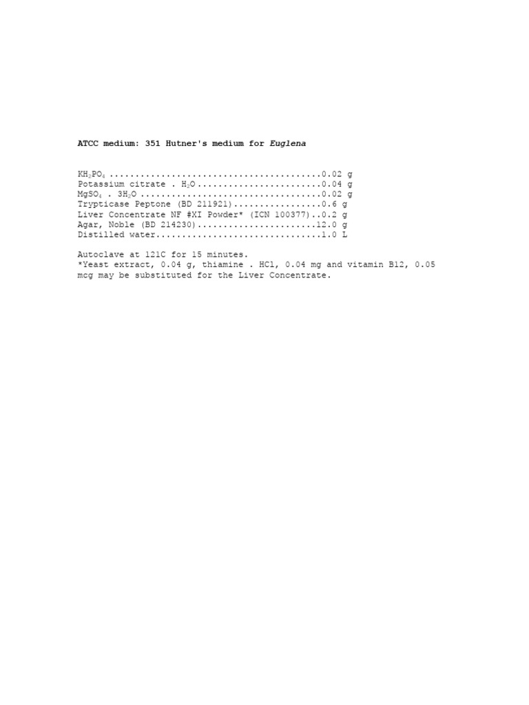 ATCC Medium 351 | PDF