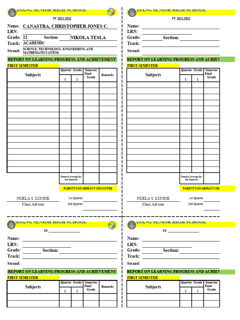 Grade Slip Manual Entry | Download Free PDF | Academic Term ...