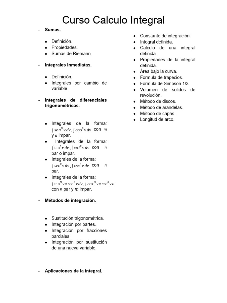 Curso Calculo Integral. | PDF