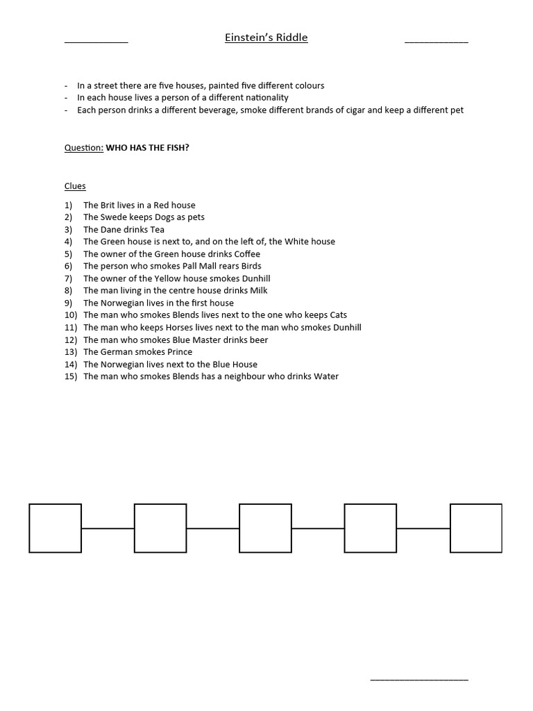 Einstein's Riddle | PDF