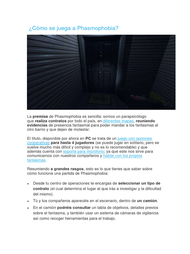 Cómo Se Juega A Phasmophobia 1 | PDF | Fantasmas