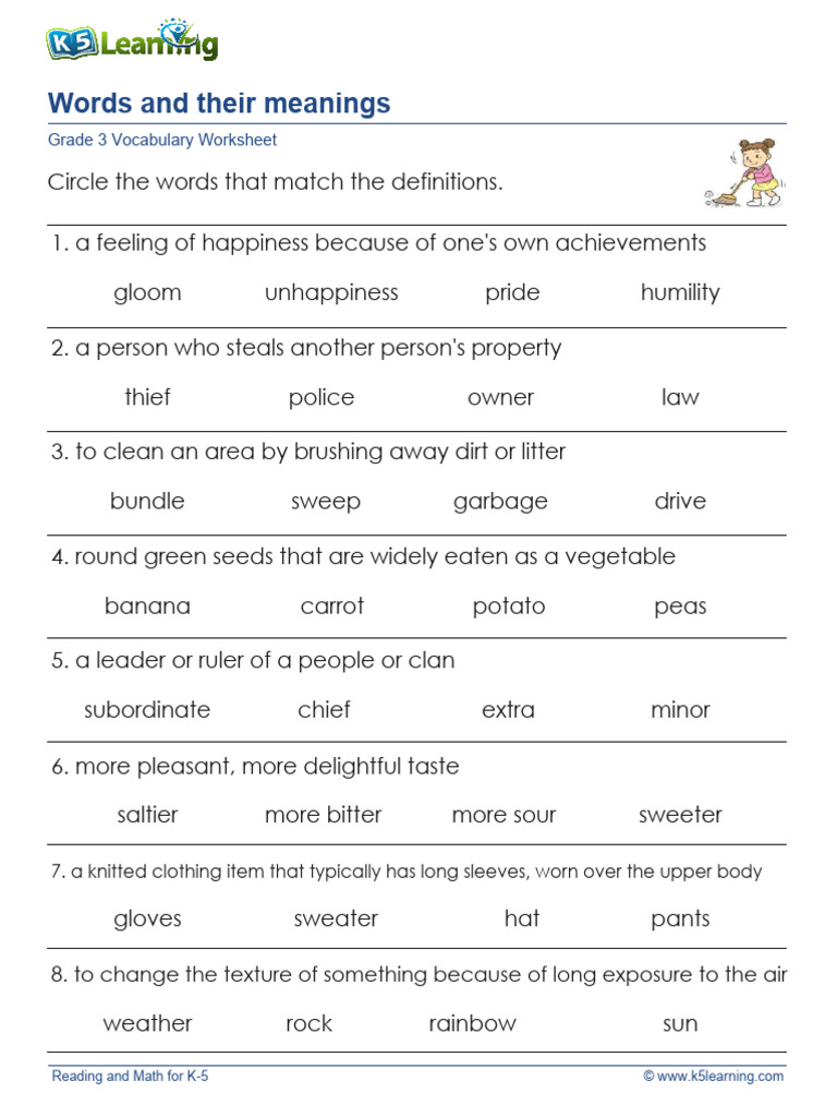 Grade 3 Words Meanings 3 | PDF | Taste | Clothing