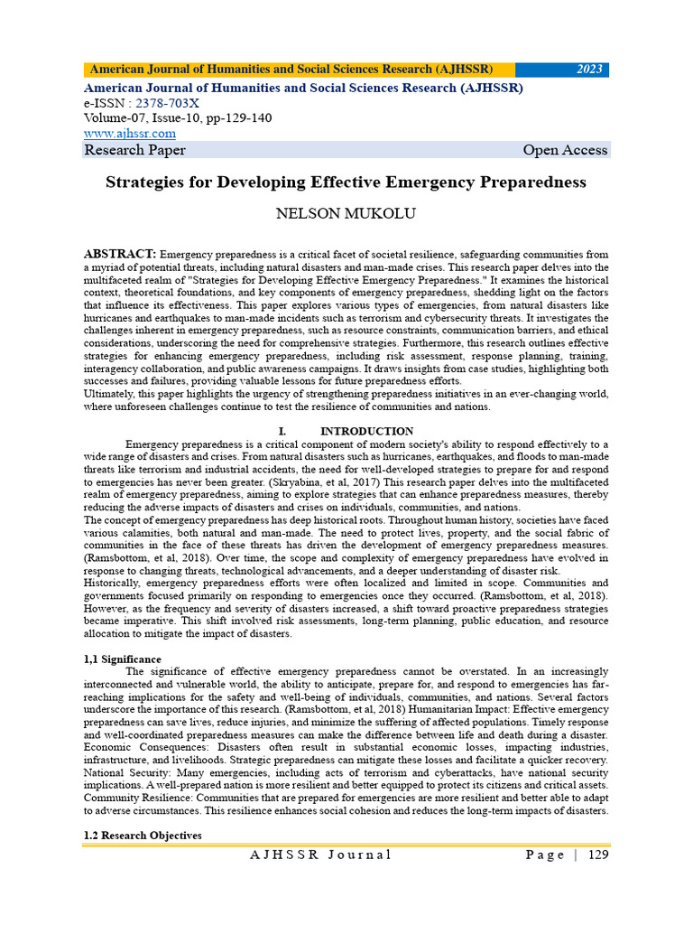 Strategies For Developing Effective Emergency Preparedness | PDF ...